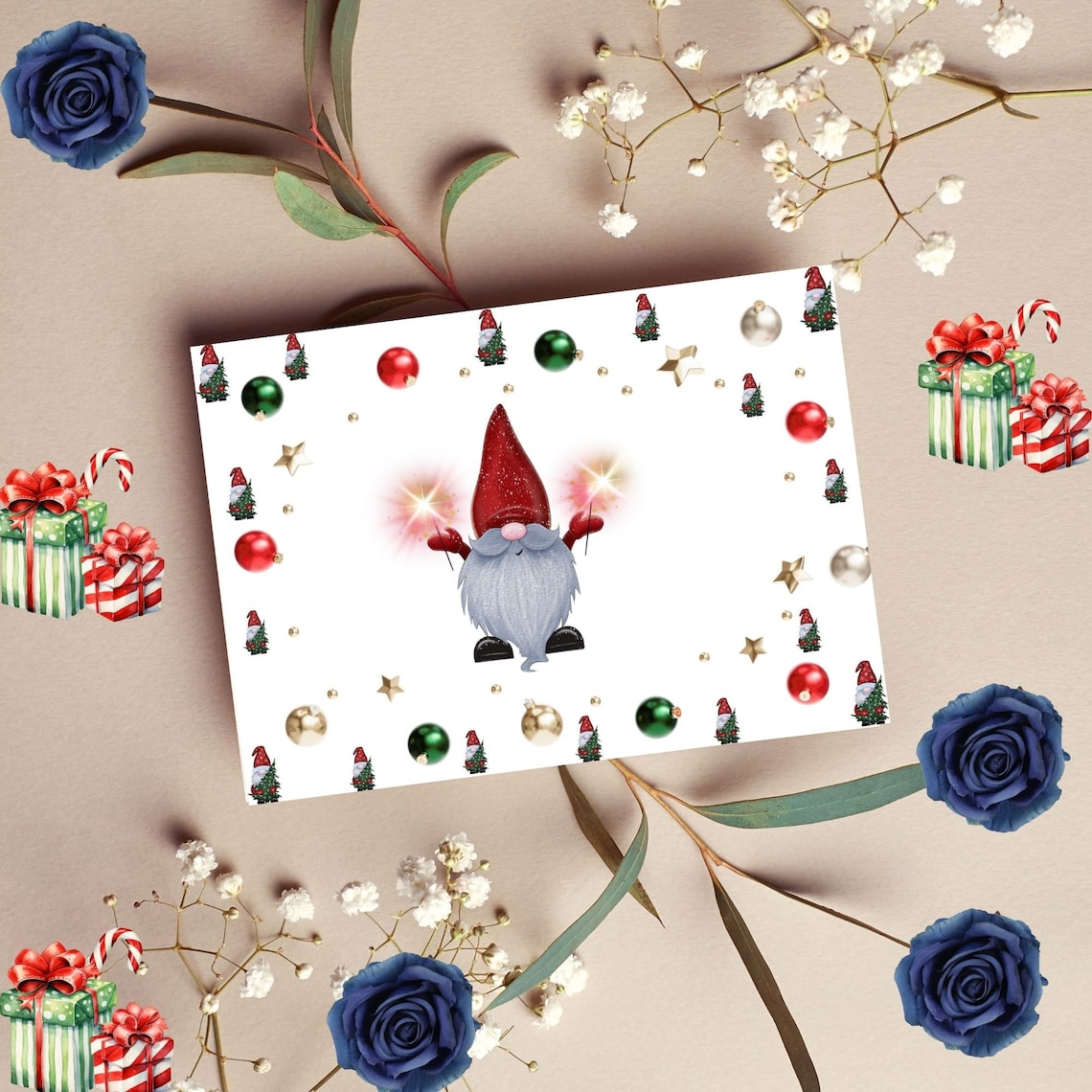 Christmas Santa Claus Themed Card,printable Santa Claus Themed Pdf Card ...