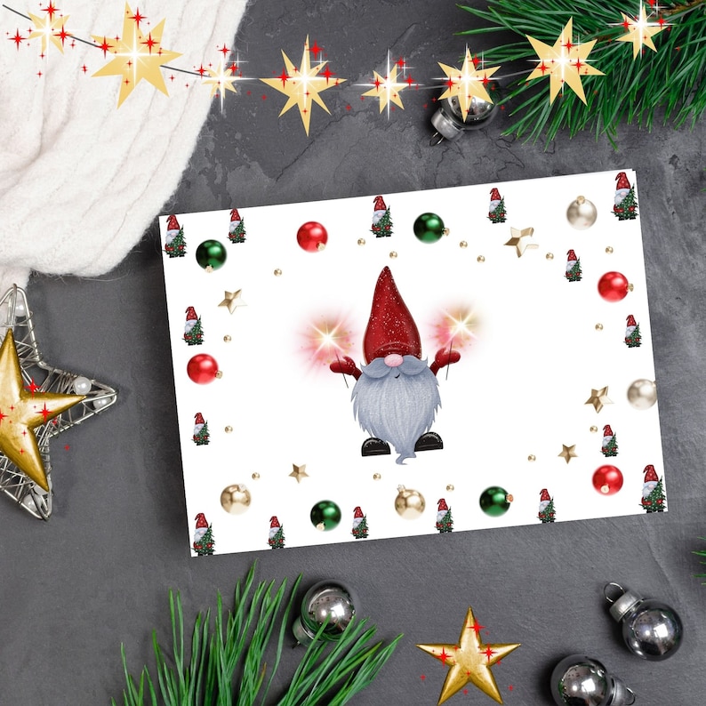 Christmas Santa Claus Themed Card,printable Santa Claus Themed Pdf Card ...