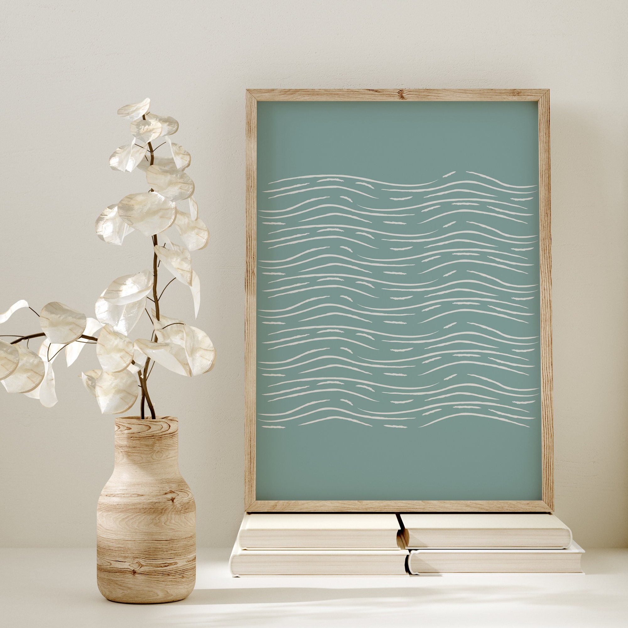 Coastal Print Set: Nautical Shell, Surfboard, Waves Art (set of 3 ...