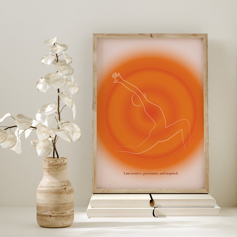 Sacral Chakra Line Art Neutral Wall Art Prints Yoga Prints Minimalist ...