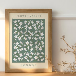 London Flower Market, Lilies Poster Spring Floral Art Printable ...