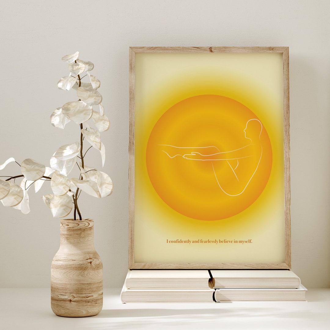 Solar Plexus Chakra Line Art Neutral Wall Prints Yoga Prints Minimalist ...