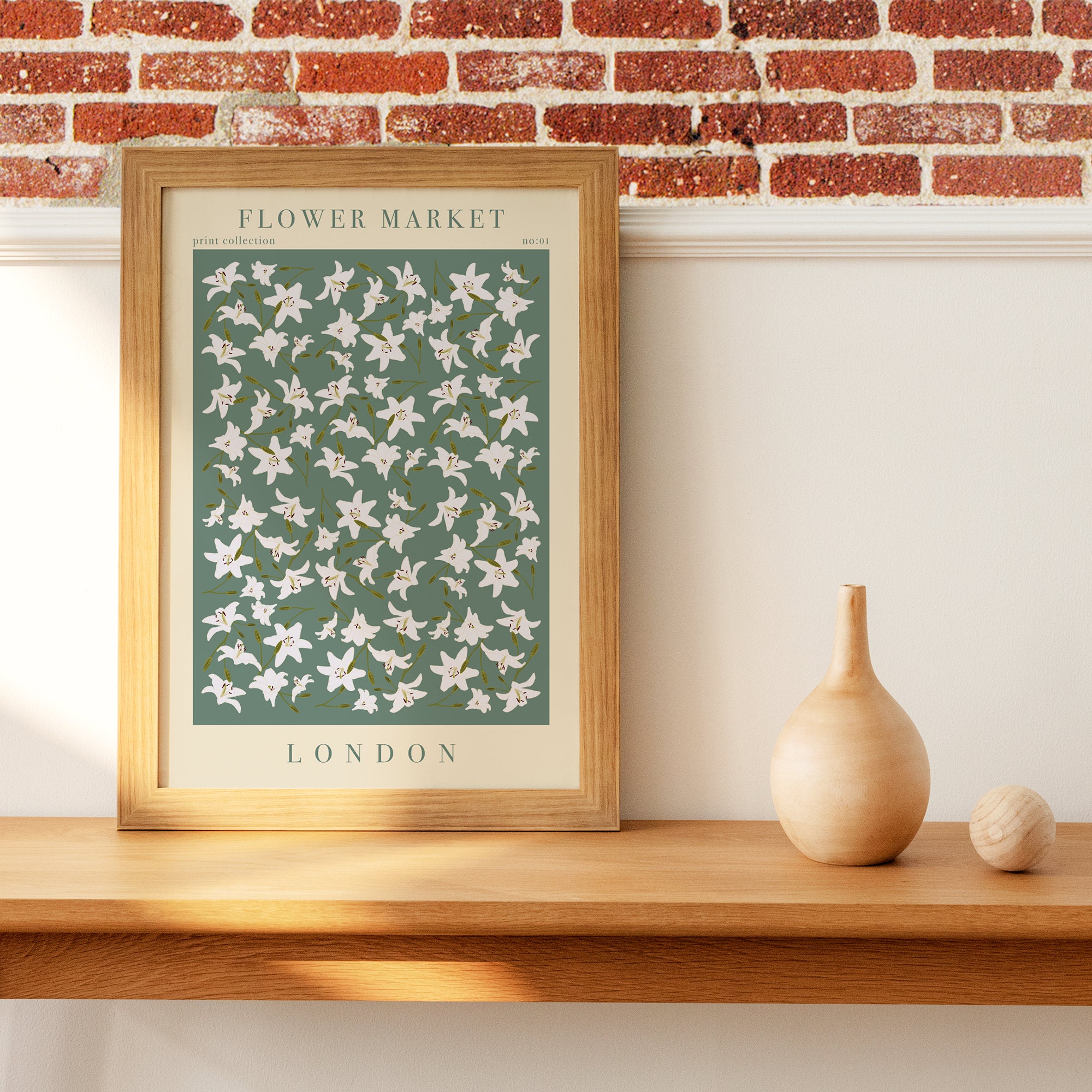London Flower Market, Lilies Poster Spring Floral Art Printable ...