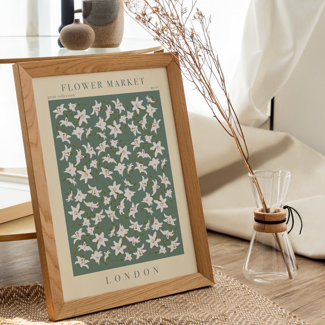 London Flower Market, Lilies Poster Spring Floral Art Printable ...