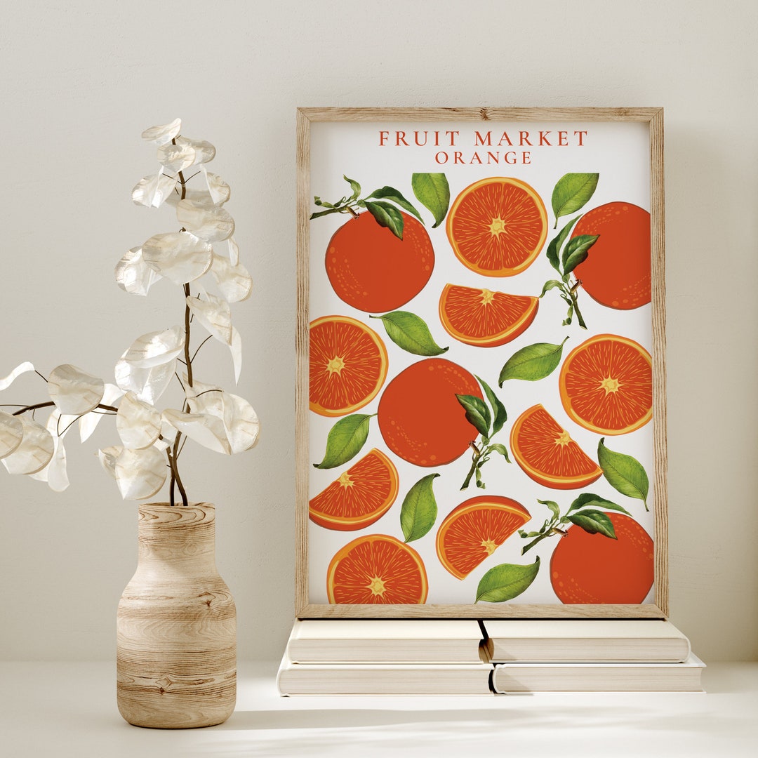 Orange Fruit Market Poster Citrus Floral Art Printable Botanical Nature ...