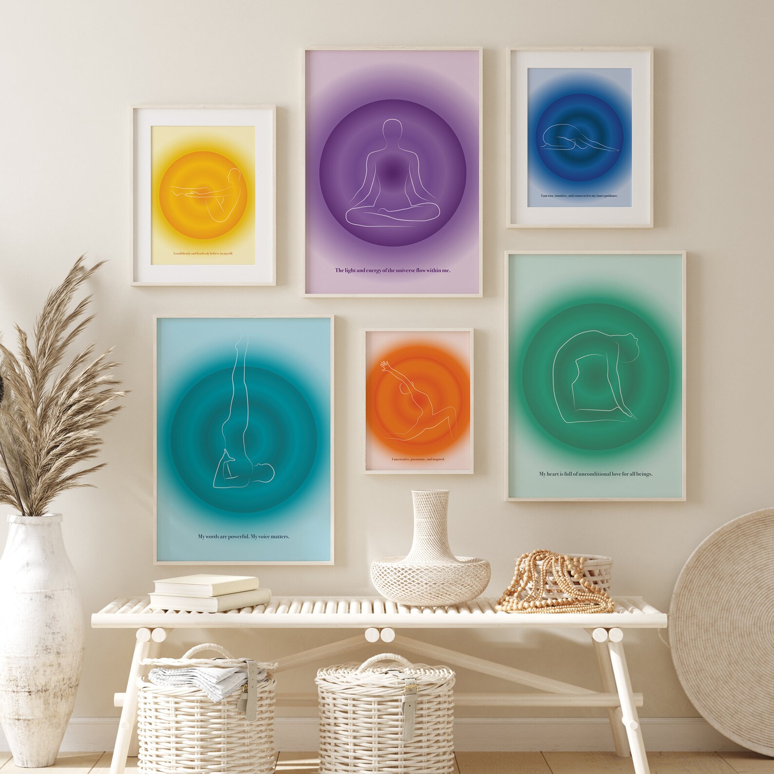 Sacral Chakra Line Art Neutral Wall Art Prints Yoga Prints Minimalist ...
