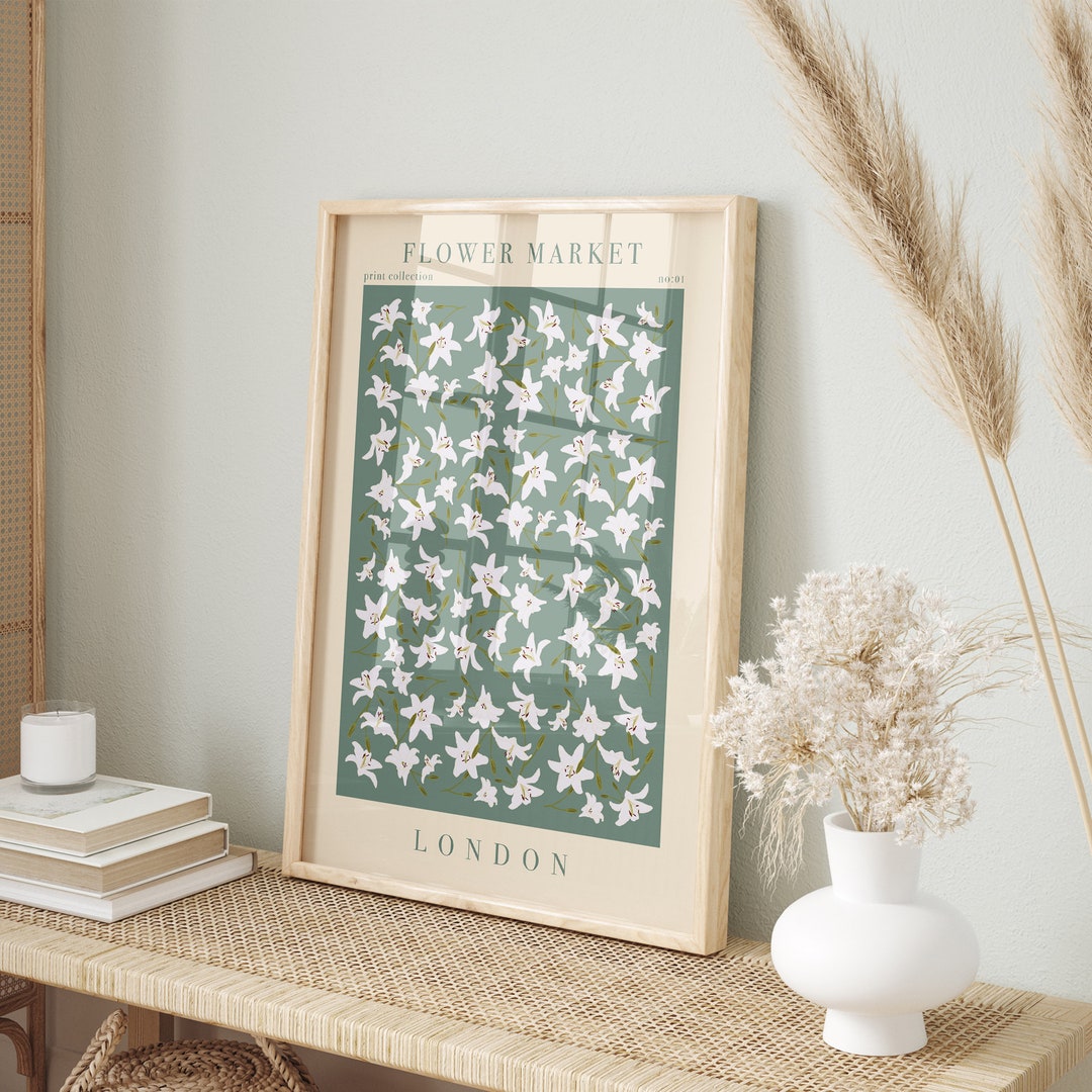 London Flower Market, Lilies Poster Spring Floral Art Printable ...