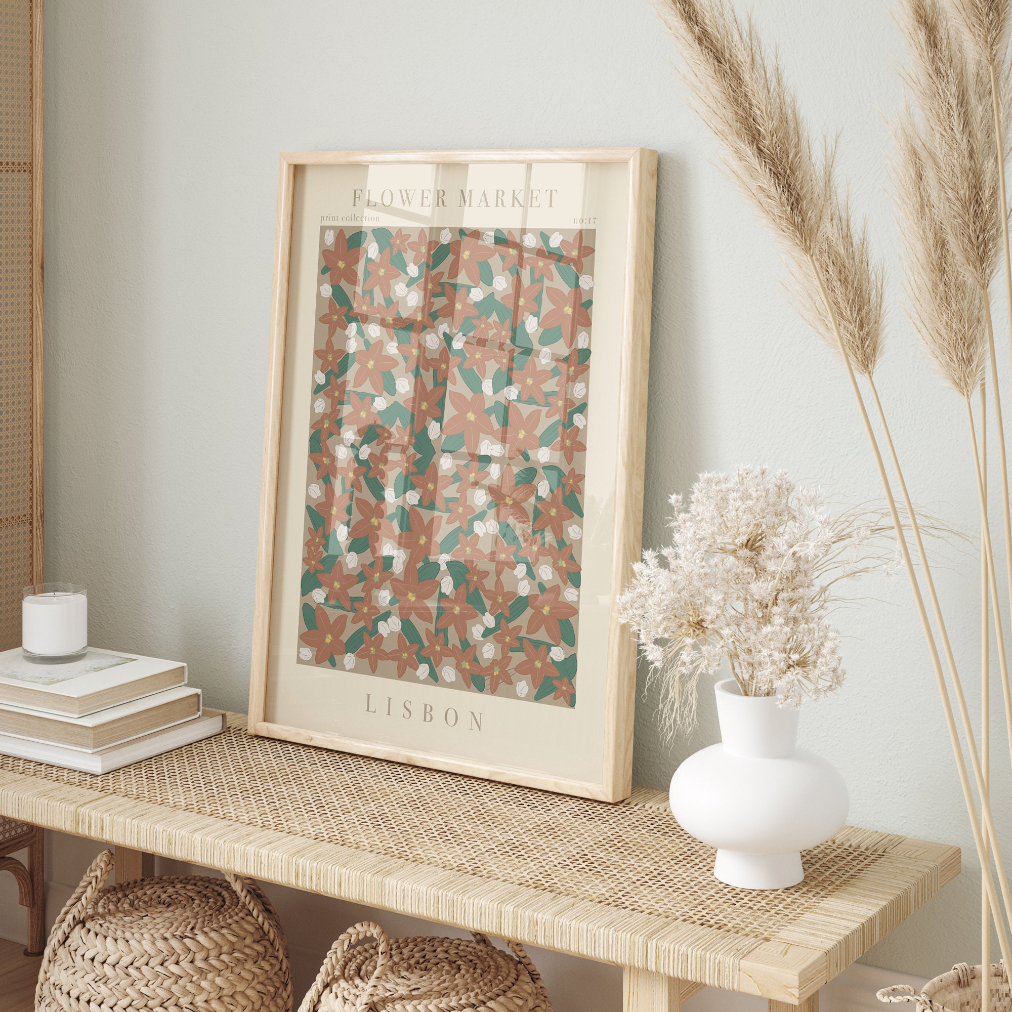 Lisbon Flower Market Poster Spring Floral Art Printable - Etsy