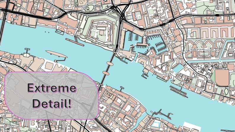 Detailed City Map With Buildings | Print Your Own Custom Highly ...