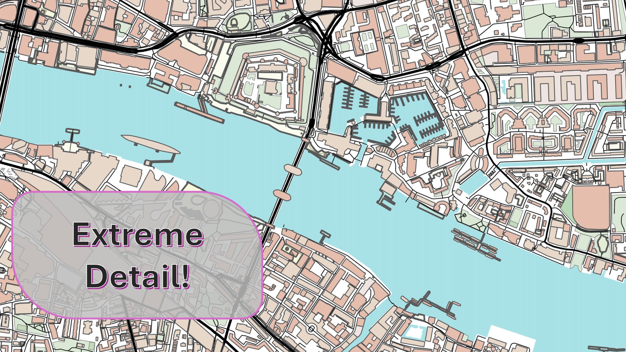 Detailed City Map With Buildings | Print Your Own Custom Highly ...