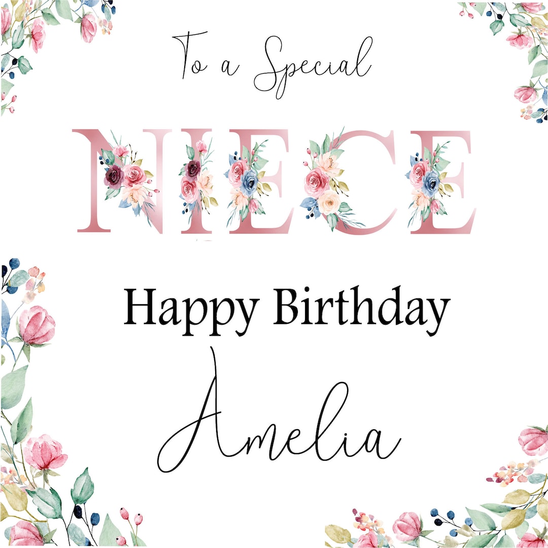 Personalised Niece Birthday Card: Floral Design - Etsy UK