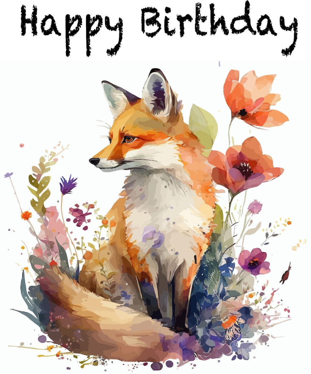 Happy Birthday Fox Greeting Card, Foxy Birthday Card, Card for Her ...