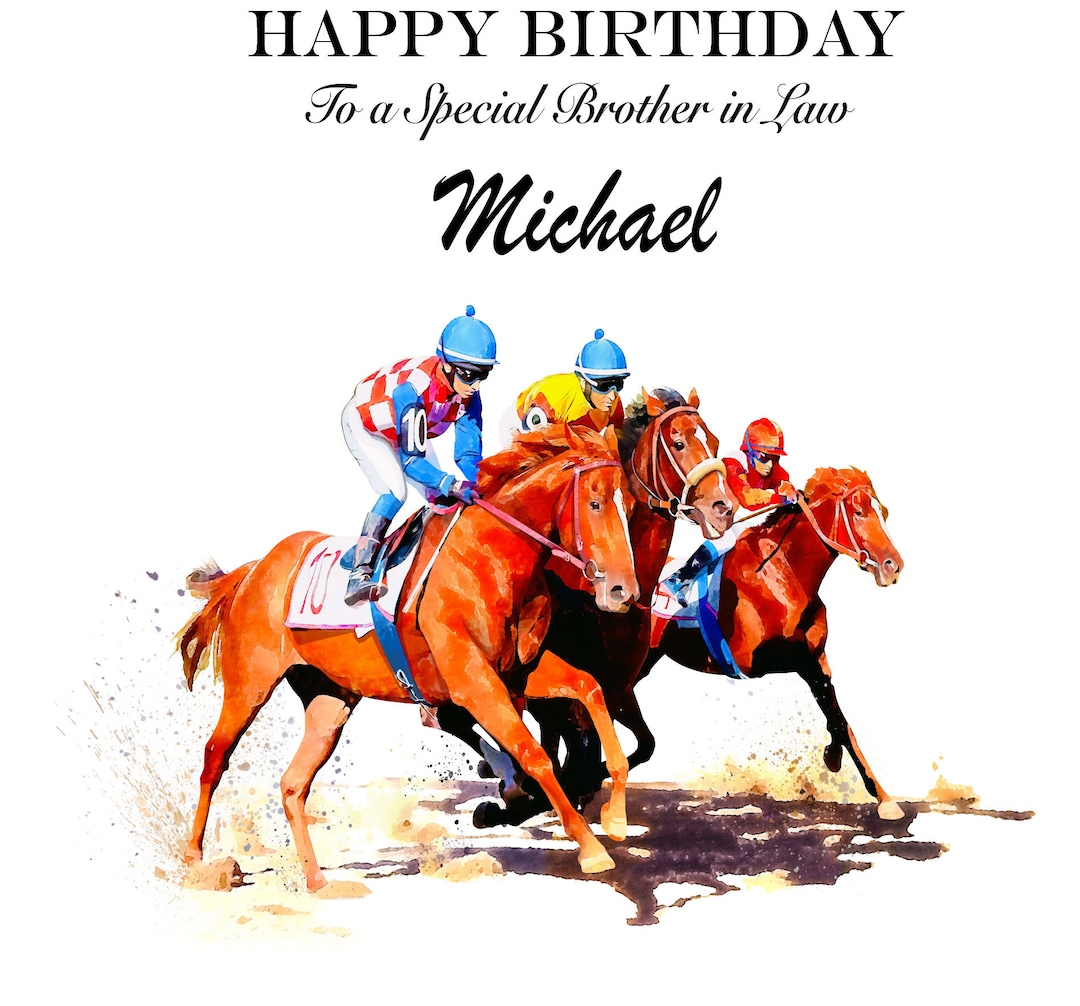 Personalised Horse Racing Birthday Card Grandson, Daughter ...