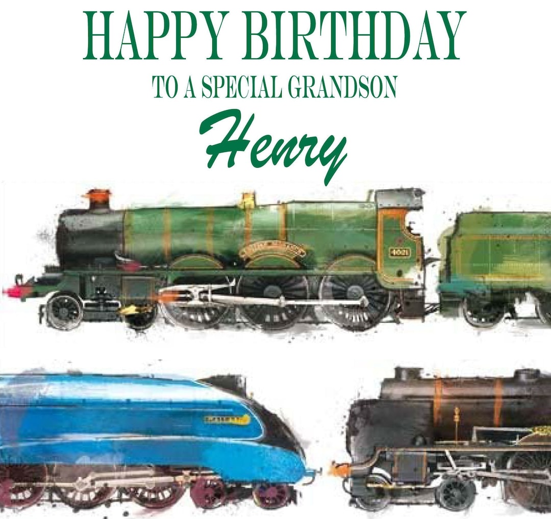 Personalised Birthday Card, 'trains' - Grandson, Son, Brother, Nephew ...