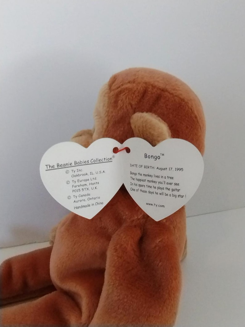 Ty 1995 Beanie Baby Bongo the Monkey With Tan Tail- Excellent Condition ...