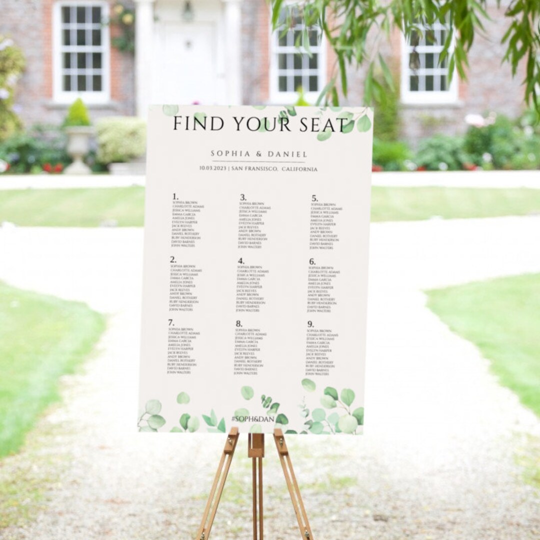 Wedding Seating Plan Chart Template Download Minimalist Beige Printable ...