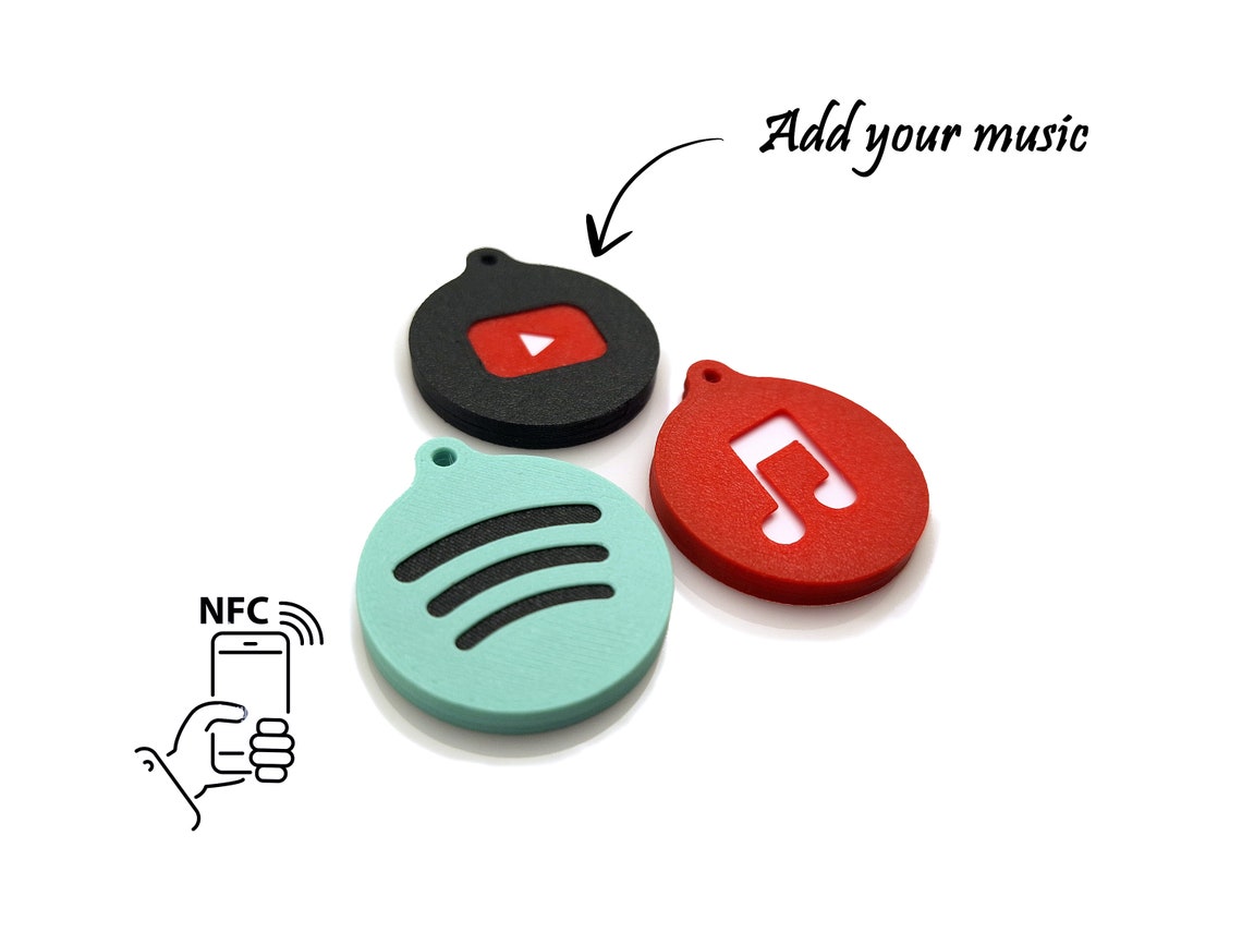 NFC Music Tag 3D Printed Smart Tag, Eco-friendly Keyring, Gift - Etsy