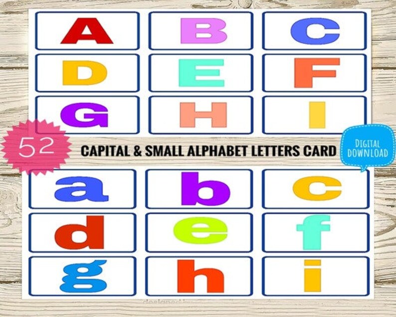 Alphabet Flash Cards Printable, Uppercase and Lowercase Letters, 26 ...