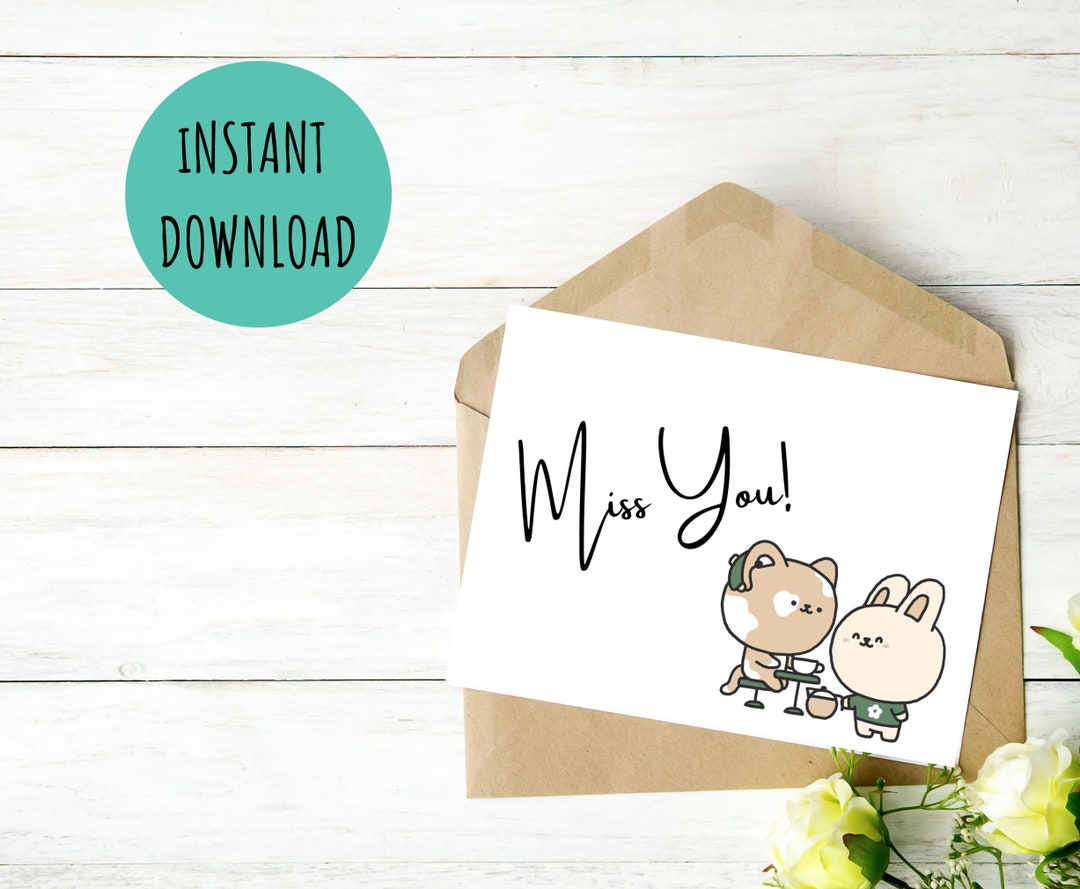 Printable Miss You Card | Cute Miss You Card for Print | 7×5 Inch ...