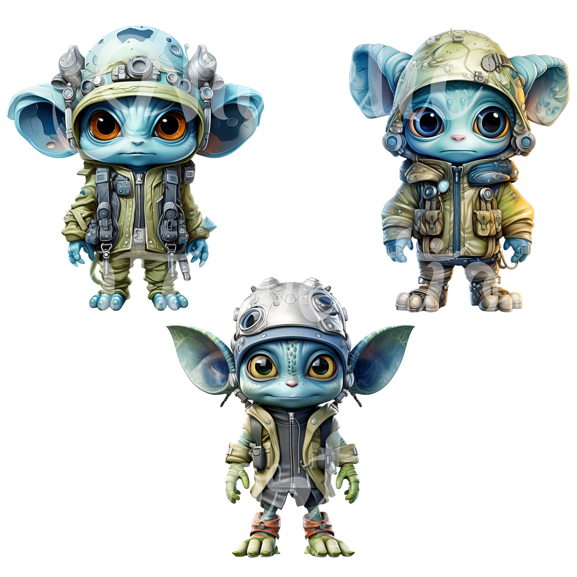 Cute Alien PNG Bundle, Adorable Aliens for Kid's Crafts, Space-themed ...