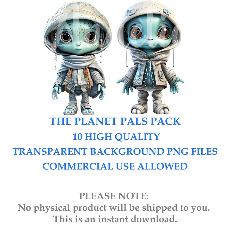Cute Alien PNG Bundle, Adorable Aliens for Kid's Crafts, Space-themed ...