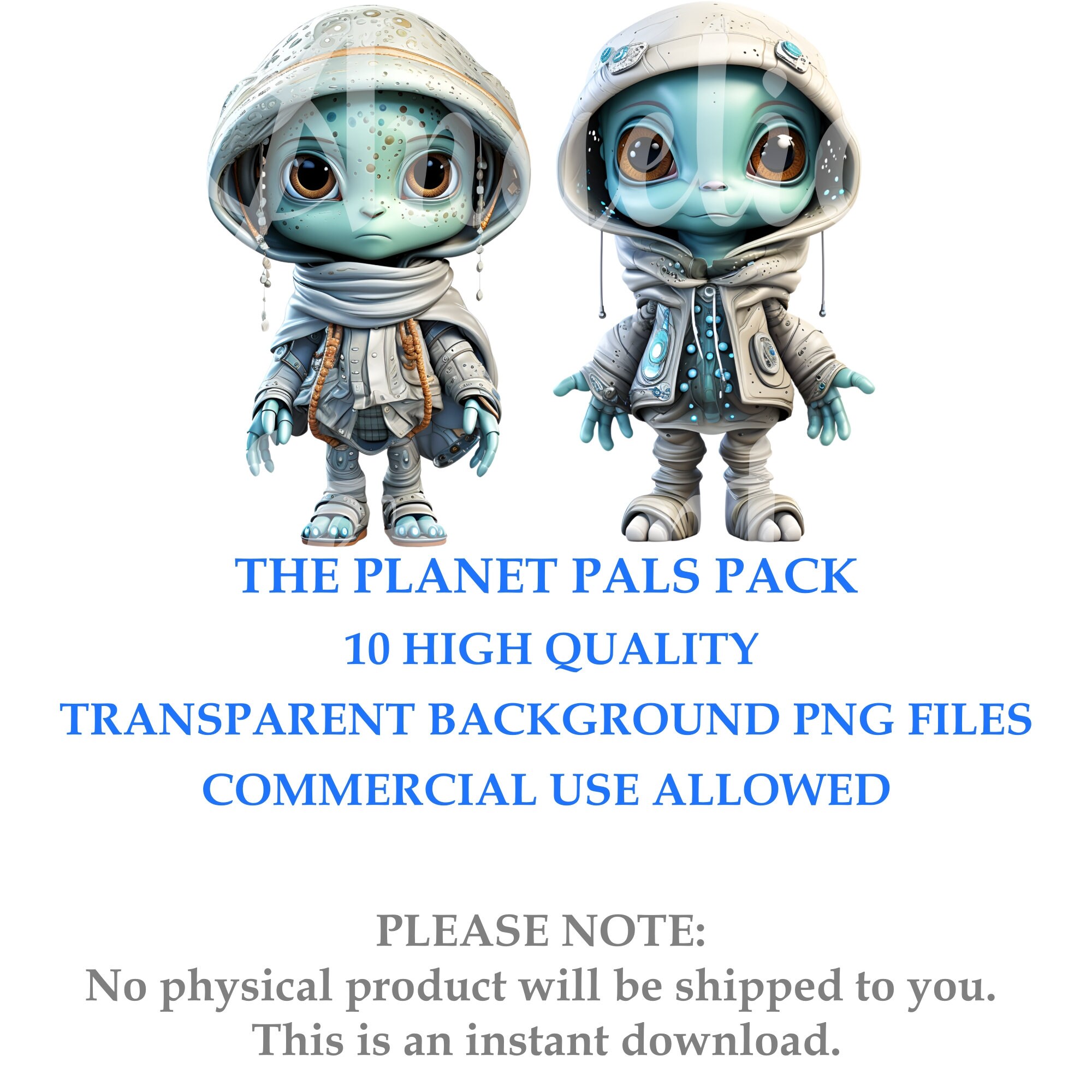 Cute Alien PNG Bundle, Adorable Aliens for Kid's Crafts, Space-themed ...