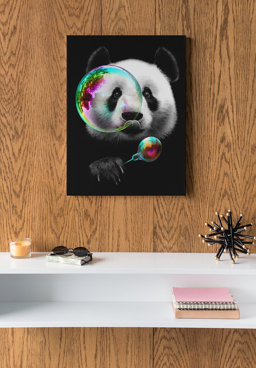 Cute Panda Wall Art Print Canva / Interior Decor / Wall Decor - Etsy