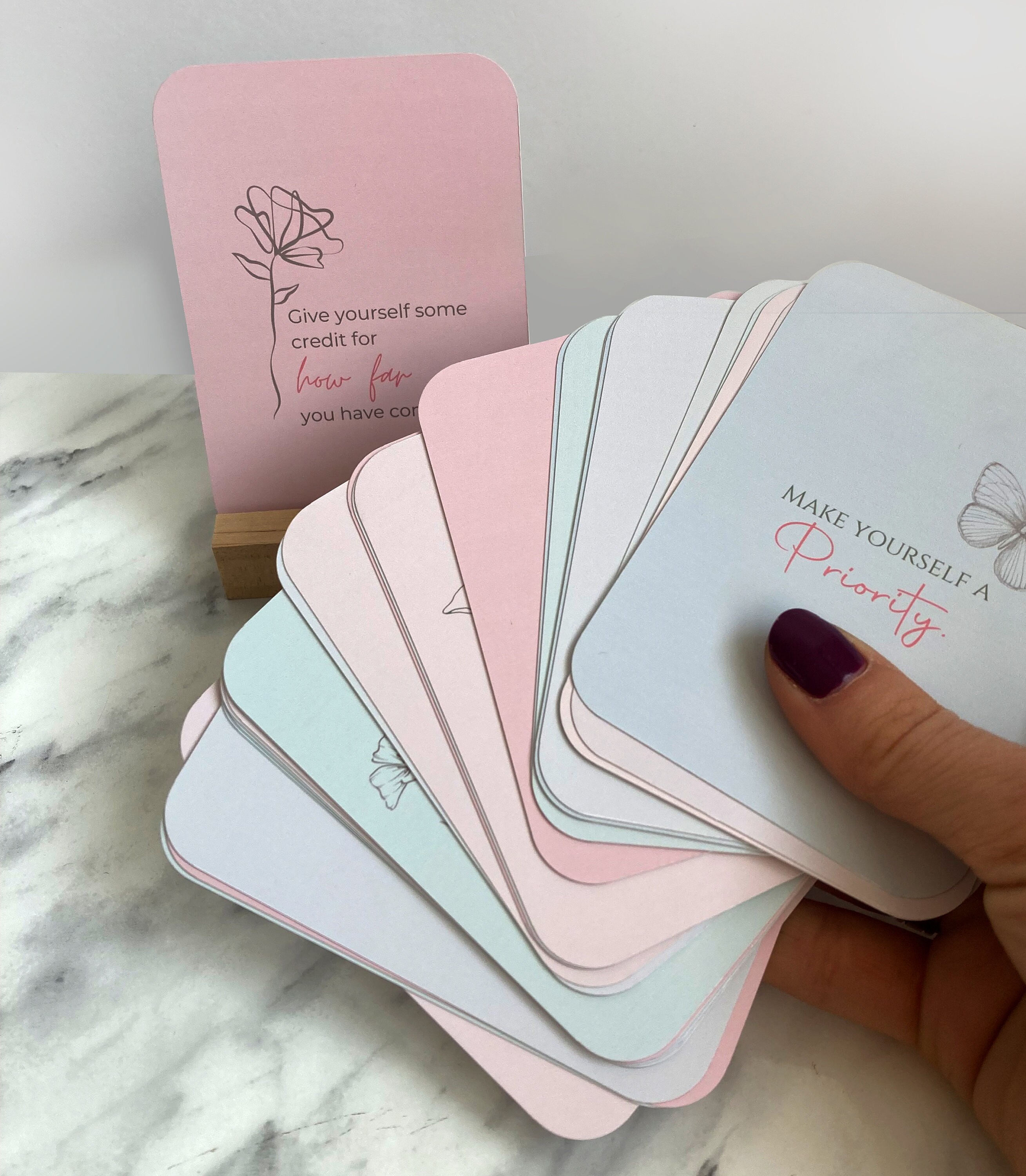 Self Care Affirmation Cards Set With Stand / 30 Pcs. Mom Life ...