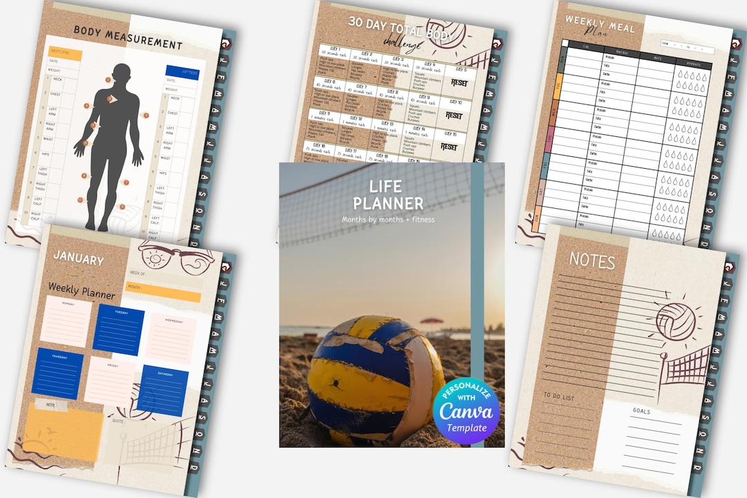 Printable Health and Fitness Planner, Weight Loss Tracker, Body ...