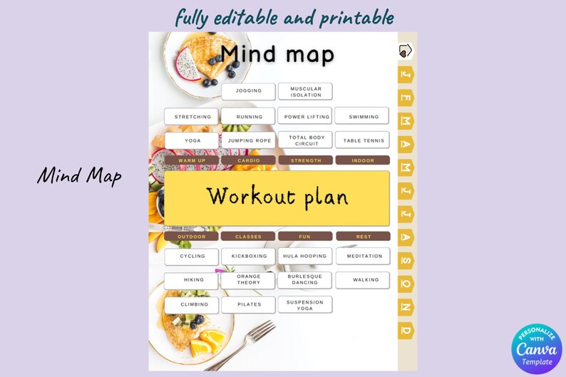Printable Health & Fitness Planner: Weekly Workout, Meal Plan (PDF A4 ...