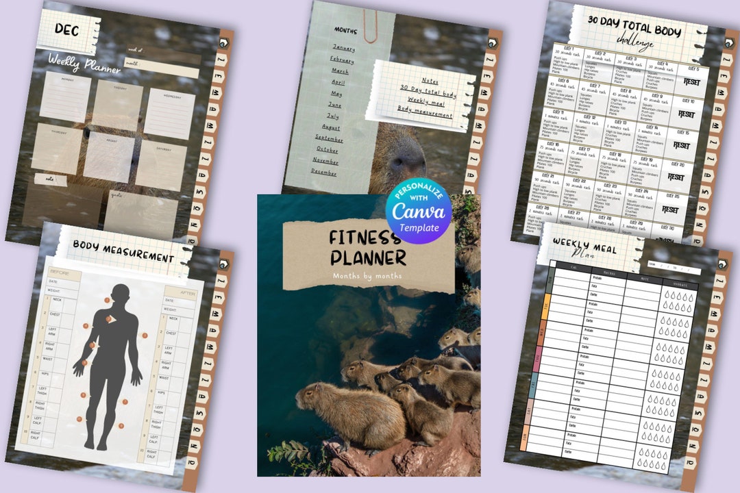 Printable Health and Fitness Planner, Body Challange, Body Measurement ...