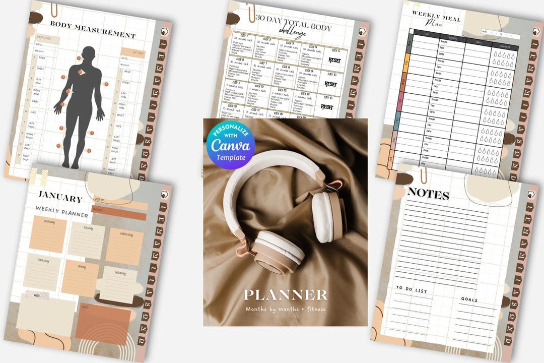 Printable Health and Fitness Planner, Weight Loss Tracker, Body ...