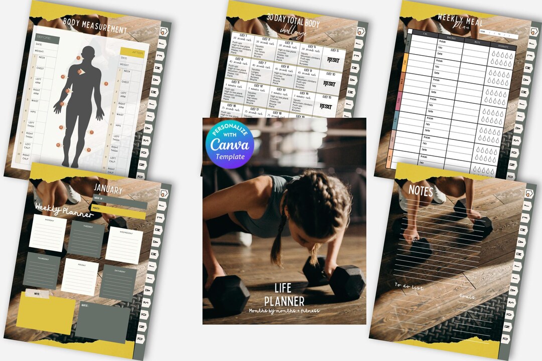 Printable Health and Fitness Planner, Weight Loss Tracker, Body ...