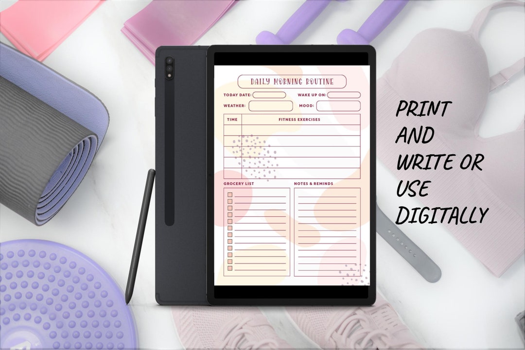Printable Health and Fitness Planner, Daily Morning Routine Planner ...
