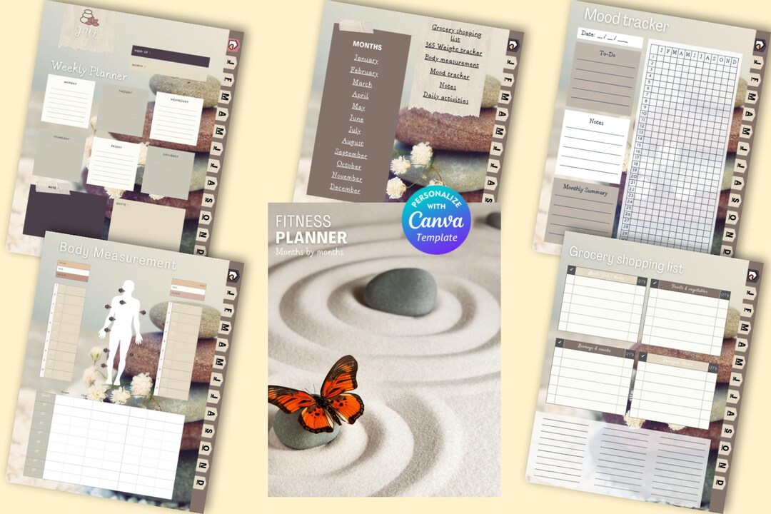 Printable Health & Fitness Planner: Editable Canva Template (PDF A4) - Etsy