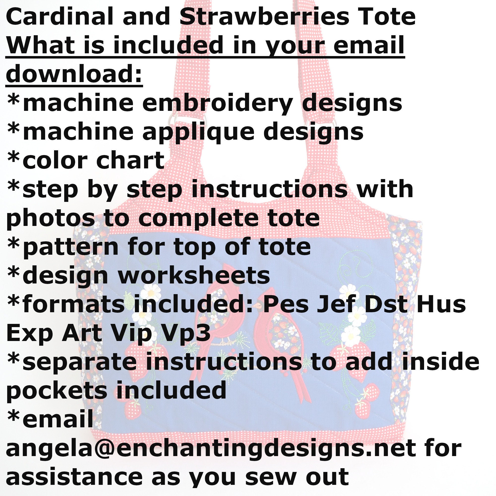 Machine Embroidery Designs, Patterns and Tote Instructions (cardinal ...