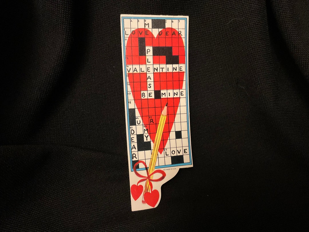 Vintage Crossword Puzzle Valentine Card C. 1950s UNSIGNED - Etsy