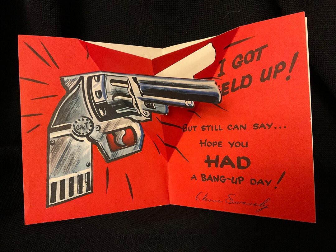 Vintage COLT Revolver Late Birthday Card C. 1950s By: Pollyanna - Etsy