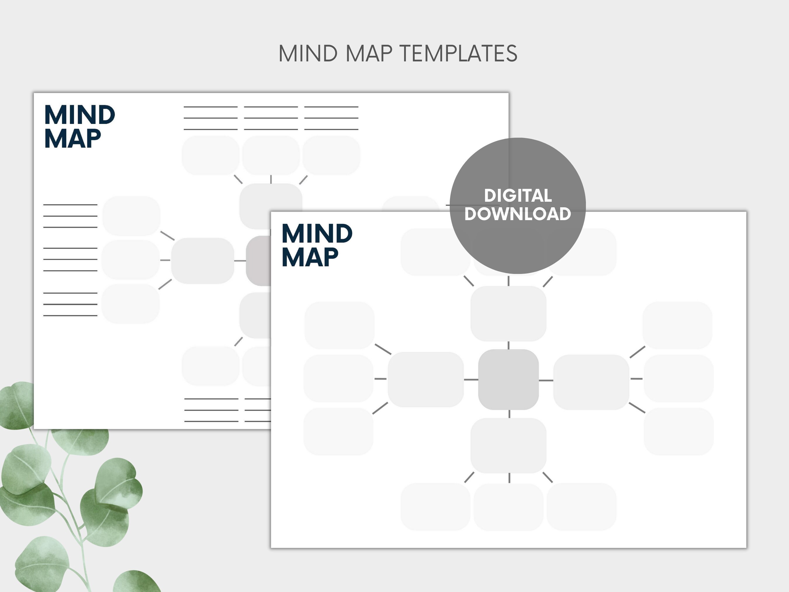 Mind Map Template,minimalistic Brainstorm Printable, Brainstorming ...