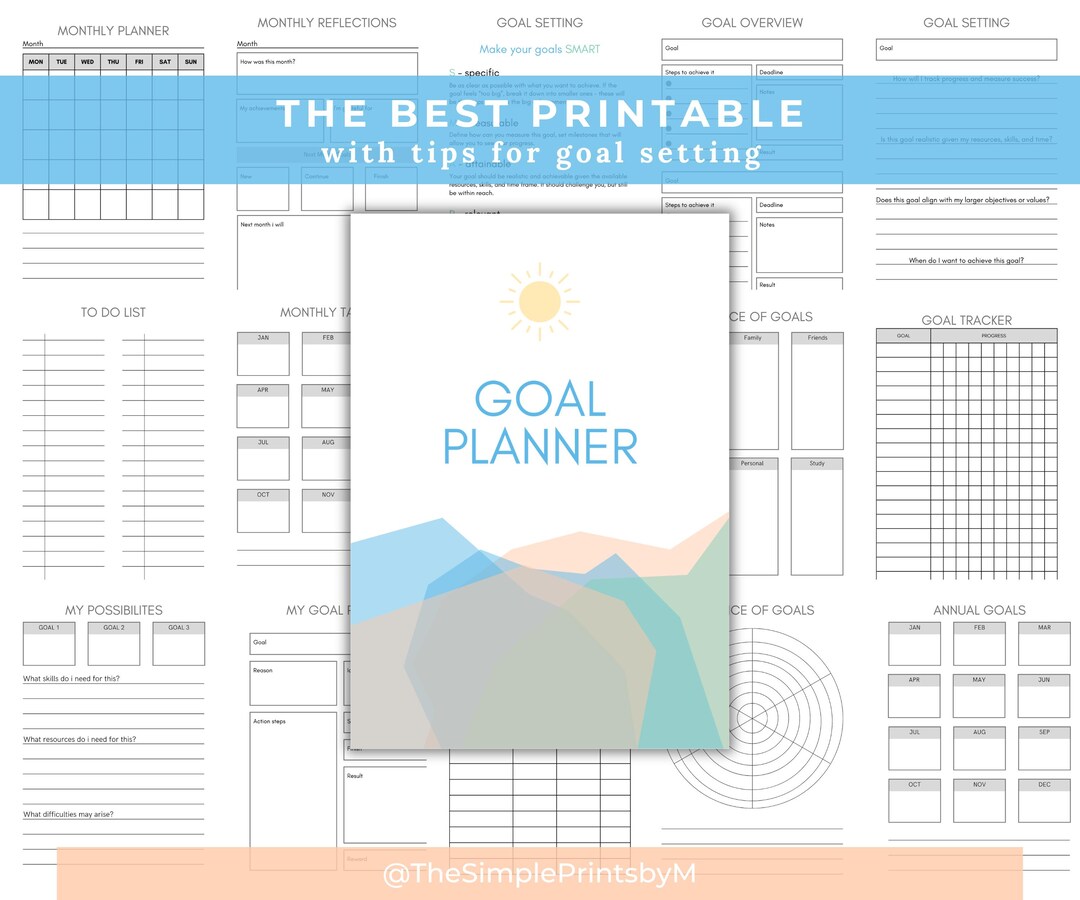Printable Goal Planner | SMART Goal Tracker for Productivity & Success ...