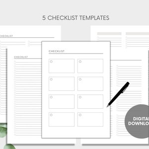Printable Blank Checklist Bundle, Checklist Template, Minimalistic ...
