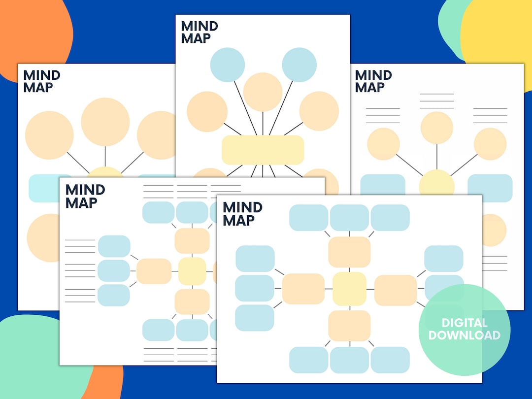 Mind Map Template, Brainstorm Printable, Brainstorming, Idea Map A4 - Etsy
