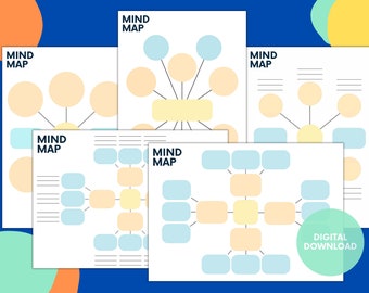 Mind Map Template, Brainstorm Printable, Brainstorming, Idea Map A4 - Etsy