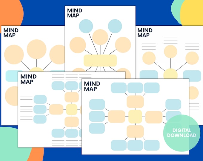 Mind Map Template, Brainstorm Printable, Brainstorming, Idea Map A4 - Etsy