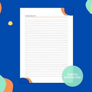 Printable Blank Checklist Bundle, Checklist Template, Colorful ...