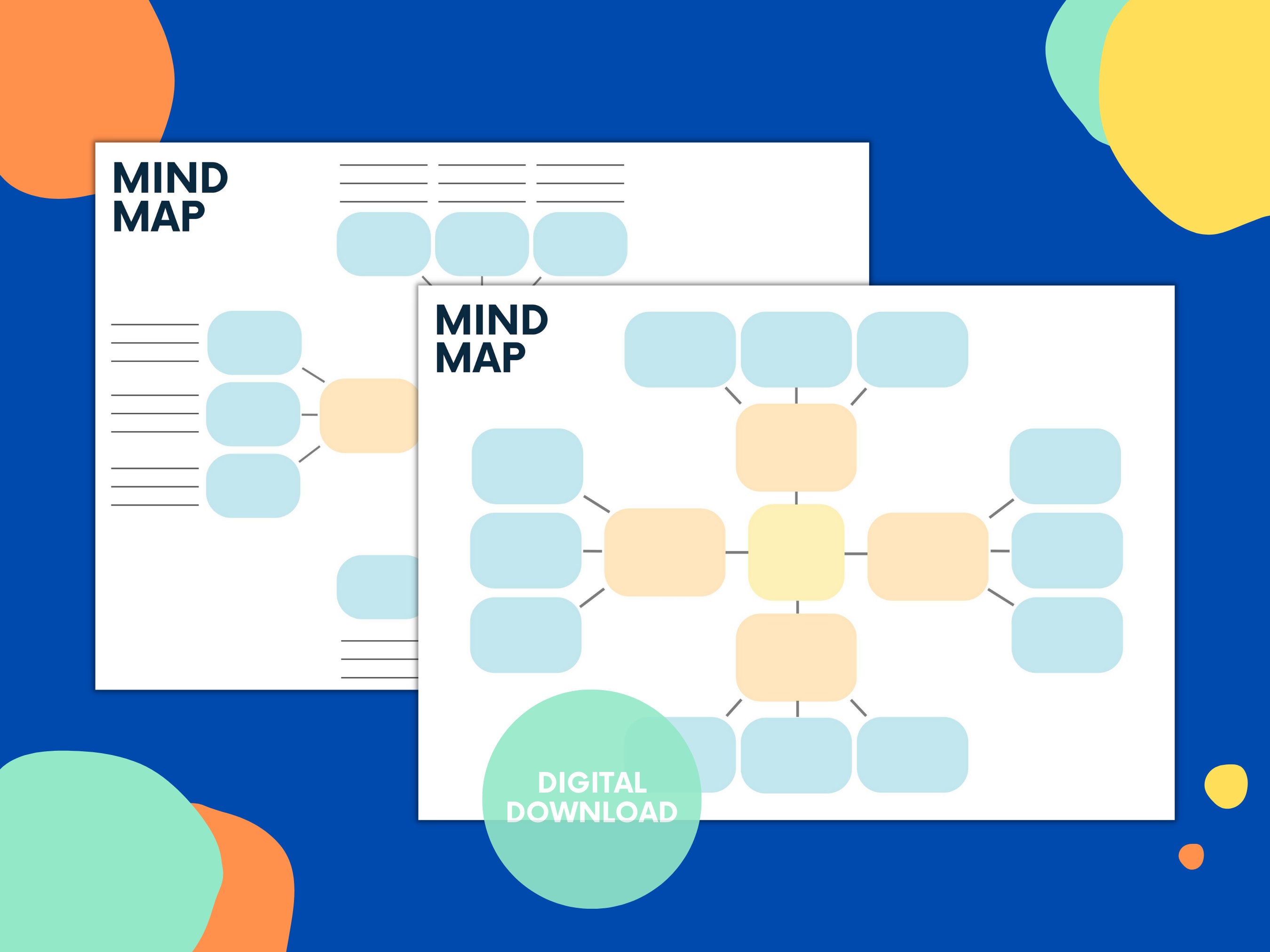 Mind Map Template, Brainstorm Printable, Brainstorming, Idea Map A4 - Etsy