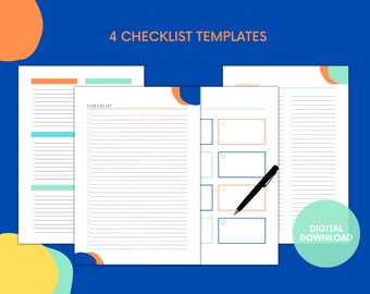 Printable Blank Checklist Bundle, Checklist Template, Colorful ...