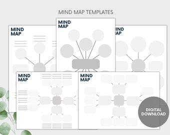 Mind Map Template,minimalistic Brainstorm Printable, Brainstorming, Idea Map A4 - Etsy