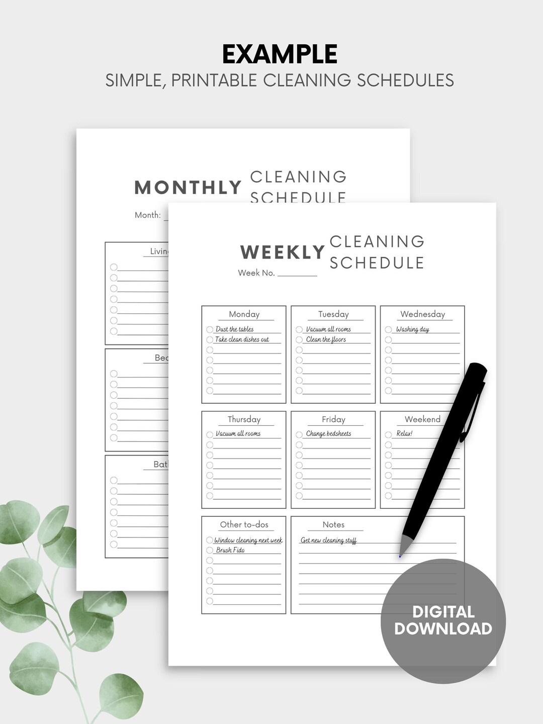 Three Home Organization Printables - Cleaning and Task Schedules ...