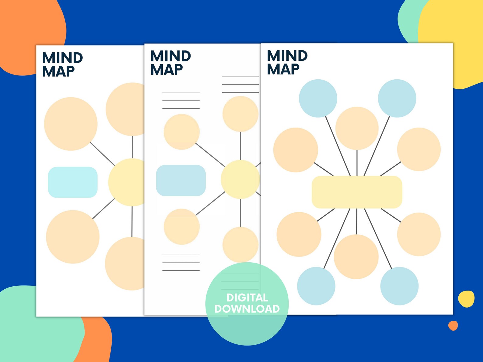 Mind Map Template, Brainstorm Printable, Brainstorming, Idea Map A4 - Etsy